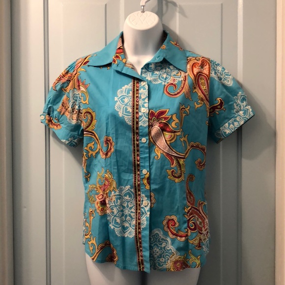 Too She She | Tops | Colorful Blouse Button Down Sz S | Poshmark